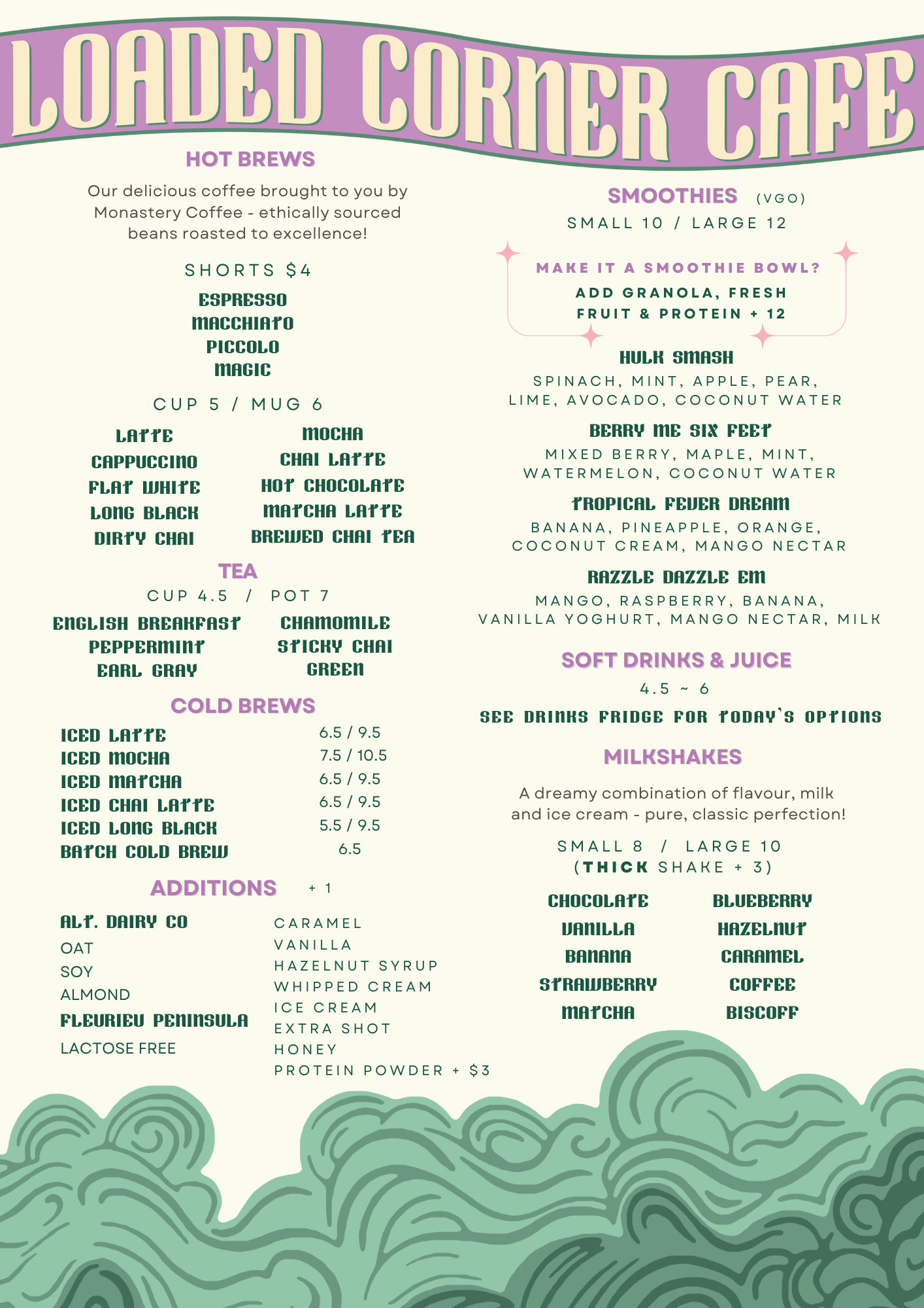 In House Menu | Loaded Corner Cafe